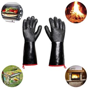 932°F Extreme Heat Resistant Gloves for Grill BBQ,Aillary Waterproof Long Sleeve Pit Grill Gloves for Fryer, Baking, Oven,Smoker,Fireproof, Oil Resistant Neoprene Coating（14-Inch ）