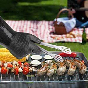 932°F Extreme Heat Resistant Gloves for Grill BBQ,Aillary Waterproof Long Sleeve Pit Grill Gloves for Fryer, Baking, Oven,Smoker,Fireproof, Oil Resistant Neoprene Coating（14-Inch ）