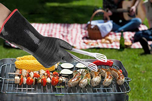 932°F Extreme Heat Resistant Gloves for Grill BBQ,Aillary Waterproof Long Sleeve Pit Grill Gloves for Fryer, Baking, Oven,Smoker,Fireproof, Oil Resistant Neoprene Coating（14-Inch ）