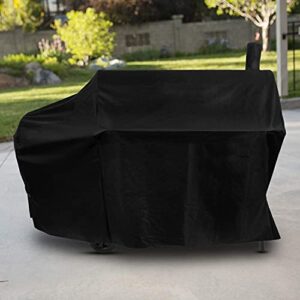 Unicook Offset Smoker Cover 60 Inch, Outdoor Heavy Duty Waterproof Charcoal Grill Cover, Fade and UV Resistant Smokestack BBQ Cover, Compatible for Brinkmann, Char-Broil, Royal Gourmet and More, Black