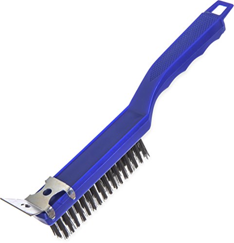 SPARTA 4067100 Flo-Pac Plastic Kitchen Brush, Grill Cleaning Brush, Griddle Brush With Scraper For Kitchen, Restaurant, Home , 11.38 Inches, Blue