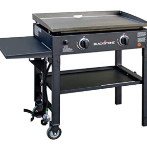 Blackstone 28 inch Outdoor Flat Top Gas Grill Griddle Station - 2-burner - Propane Fueled - Restaurant Grade - Professional Quality & 5003 28" Griddle Hard Cover, 28 Inch, Black