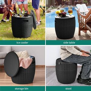 YITAHOME Ice Cooler, Outdoor Patio Cool Bar and Hot Tub Side Table with 9.8 Gallon, 4-in-1 Ice Bucket, Beer and Wine Cooler for Picnic, Poolside and Backyard, Waterproof