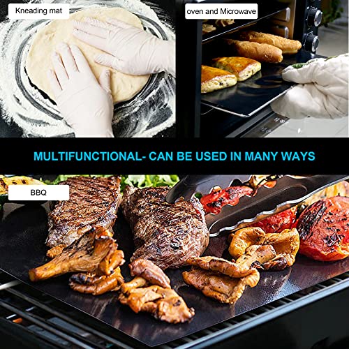 BBQ Grill Mat, Heavy Duty BBQ Grilling Mats for Outdoor Grill, Non Stick, Reusable, Easy to Clean, 15.7 x 12.9 Inch, Set of 5