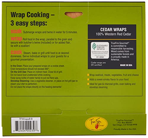 TrueFire Gourmet TFWraps8-8 Cedar Wraps, 7.25 x 8 Inch, 8 Count (Pack of 1)