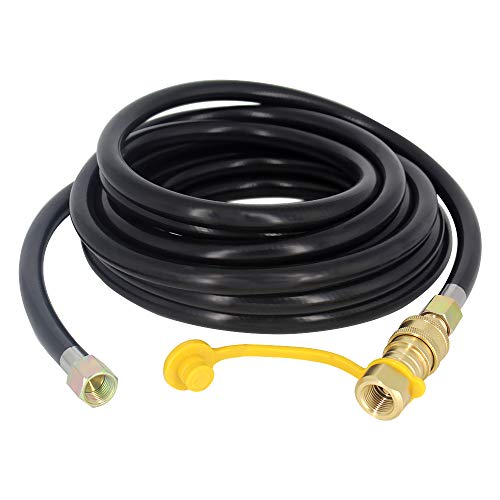 MENSI 20 Feet Natural & Propane Gas Hose with 3/8 Inch Gas Quick Disconnect Plug and Quick Connect Valve Kit for Grill, Griddle, Fire Pit,Generator, Heater