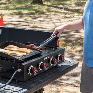 Royal Gourmet 4- Burner Portable Propane Griddle Grill Combo tailgater Griddle Flat Top Propan Gas Grill, Black, GD4002TB