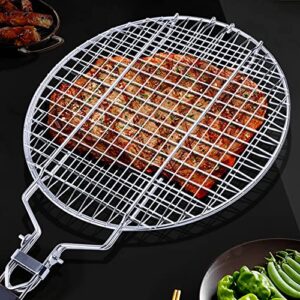 West Raccoon Portable BBQ Grill Basket Fish Grill Basket with Removable Handle with Removable Handle for Outdoor Grill Vegetables Fishes (WR-58 Round Clip)