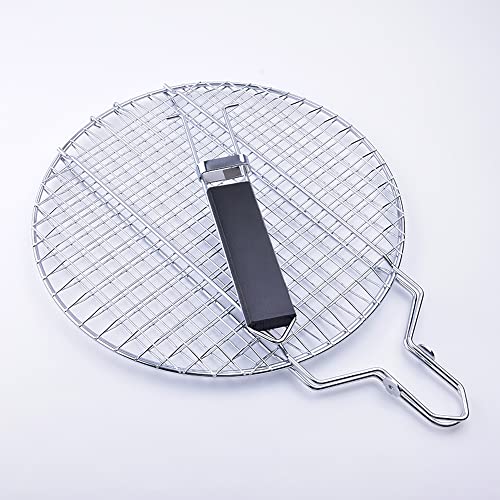 West Raccoon Portable BBQ Grill Basket Fish Grill Basket with Removable Handle with Removable Handle for Outdoor Grill Vegetables Fishes (WR-58 Round Clip)