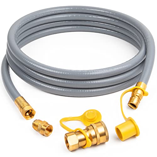 SHINESTAR 1/2" ID Natural Gas Hose (12 Feet), Low Pressure Propane Quick Disconnect Hose, Compatible with Weber, Char-broil, Patio Heater, BBQ, and More