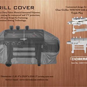 Cloakman Grill Cover 8080 fits Char-Griller Triple Play 93560 and Duo 5050 Double Play 5650 with Side Fire Box