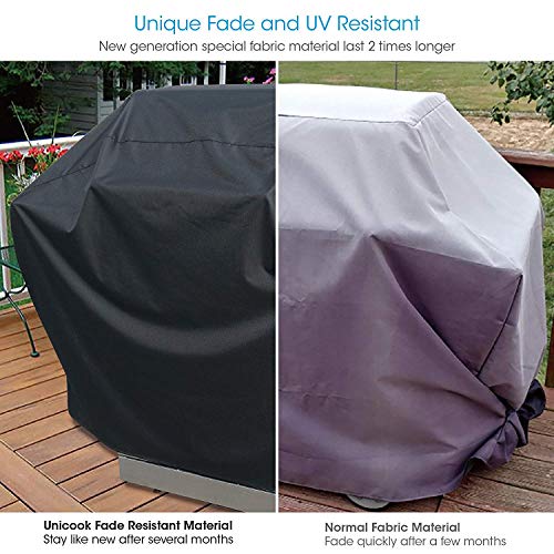 Unicook Heavy Duty Waterproof Barbecue Gas Grill Cover, 65-inch BBQ Cover, Special Fade and UV Resistant Material, Durable and Convenient, Fits Grills of Weber Char-Broil Nexgrill Brinkmann and More