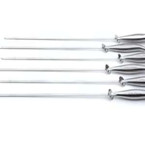 Professional Chef's Stainless Steel BBQ Skewers - Set of 6 | Reusable metal kebab skewers with a unique easy-slide design | From Jean Patrique