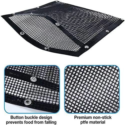 Hylfenis BBQ Mesh Grill Bags for Outdoor Grill, 2PACK Non-Stick Mesh Bags for Grilling,12 x 9.5Inch, 8.66 x 10.6 Inch-Charcoal,For Pellet Smoker BBQ Grilling