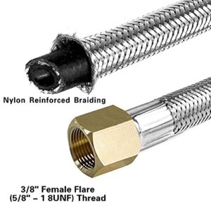 MCAMPAS 10 Feet High Pressure Braided Propane Hose Extension With Conversion Coupling 3/8"Flare to 1/2" Female NPT, 1/4" Male NPT,3/8" Male NPT,3/8" Male Flare for BBQ Grill, Heater, Fire Pit