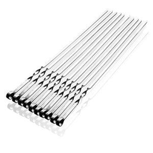 shish kabob skewers, kebab skewers 17.7″ stainless steel reusable flat bbq sticks for meat chicken shrimp and vegetable(10-pack)