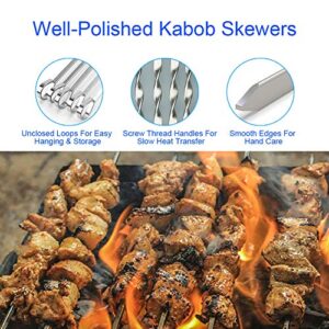 Shish Kabob Skewers, Kebab Skewers 17.7" Stainless Steel Reusable Flat BBQ Sticks for Meat Chicken Shrimp and Vegetable(10-Pack)