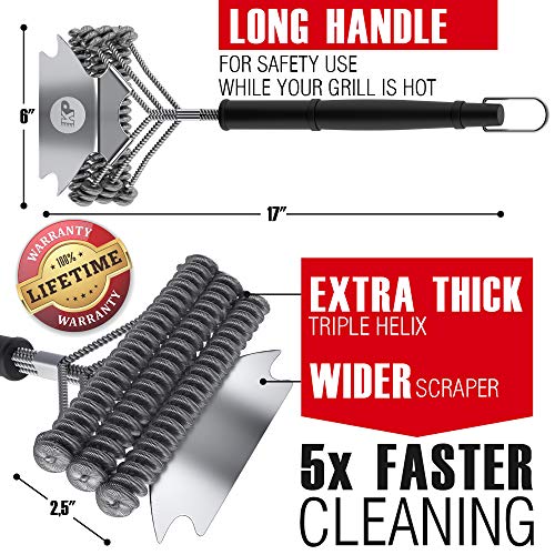 KP 3 in 1 Dream Set- Safe Grill Cleaning Kit - Bristle Free Grill Brush for Outdoor Grill w/Grill Scraper +Heavy Duty Grill Mat|Best BBQ Brush for Grill Cleaning | Grill Accessories for All Grills