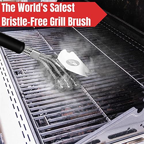 KP 3 in 1 Dream Set- Safe Grill Cleaning Kit - Bristle Free Grill Brush for Outdoor Grill w/Grill Scraper +Heavy Duty Grill Mat|Best BBQ Brush for Grill Cleaning | Grill Accessories for All Grills