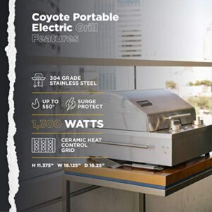 Coyote Portable Electric Grill, 18 Inch Built-in Grill with Ceramic Flavorizer - C1EL120SM