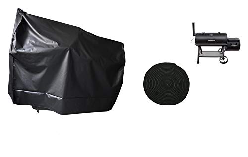 acoveritt Heavy Duty Charcoal Grill Offset Smoker Cover, Outdoor Smokestack BBQ Cover, Special Fade and UV Resistant Material, Fits Brinkmann Trailmaster, Char-Broil, Dyna-Glo and More Black