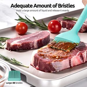 Angled Large Silicone Basting Brush, U-Taste 600ºF Heat Resistant 9.8 inch Kitchen Pastry Cooking Baking Food Rubber Head-Up Baster Brush for Oil Sauce BBQ Butter Grill Meat Egg Bread (Aqua Sky)