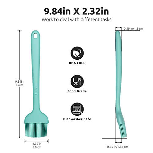 Angled Large Silicone Basting Brush, U-Taste 600ºF Heat Resistant 9.8 inch Kitchen Pastry Cooking Baking Food Rubber Head-Up Baster Brush for Oil Sauce BBQ Butter Grill Meat Egg Bread (Aqua Sky)