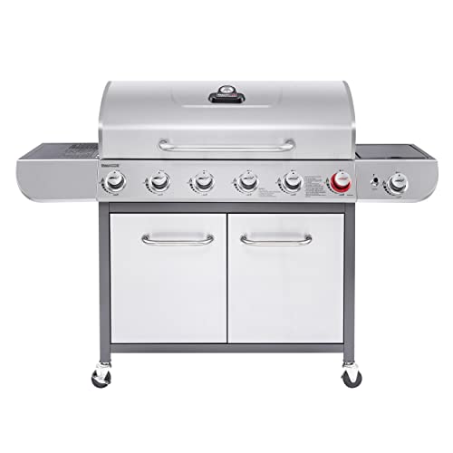 Royal Gourmet SG6002S 6-Burner BBQ Stainless Steel Gas Grill with Sear and Side Burners, Liquid Propane Cabinet Style Gas Grill, 71,000 BTU, Sliver