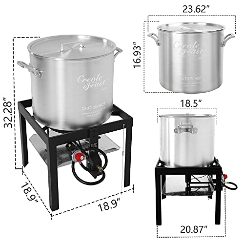 Creole Feast SBK0601 60 Qt. Seafood Boiling Kit with Strainer, Outdoor Aluminum Propane Gas Boiler Steamer with 10 PSI Regulator, 100,000 BTU Jet Burner