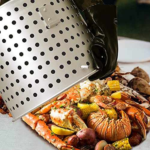 Creole Feast SBK0601 60 Qt. Seafood Boiling Kit with Strainer, Outdoor Aluminum Propane Gas Boiler Steamer with 10 PSI Regulator, 100,000 BTU Jet Burner