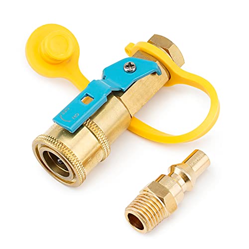 Stanbroil 1/4" RV Propane Quick Connect Adapter for Propane Hose, Propane or Natural Gas 1/4" Quick Connect or Disconnect Kit - Shutoff Valve & Full Flow Plug