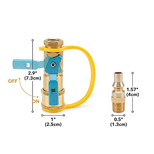 Stanbroil 1/4" RV Propane Quick Connect Adapter for Propane Hose, Propane or Natural Gas 1/4" Quick Connect or Disconnect Kit - Shutoff Valve & Full Flow Plug