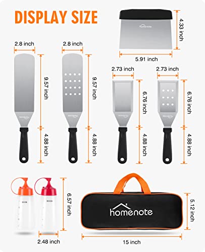 homenote Griddle Accessories Kit, Exclusive Griddle Tools Spatulas Set for Blackstone - 8 Pcs Commercial Grade Flat Top Grill Accessories - Great for Outdoor BBQ, Teppanyaki and Camping