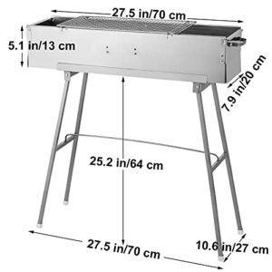 Happybuy Folded Portable Charcoal BBQ Grill,34x8 inches Outdoor Barbecue Camping Grill,Stainless Steel Kebab Grill, Folding Grill, Perfect for Home Ourdoor Travel Use