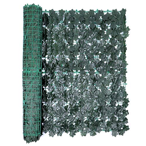 Boshen 1Pcs 118 x 39 Inch Artificial Faux Ivy Privacy Fence Outdoor Ivy Leaf Fence Privacy Screen Faux Greenery Decorative Privacy Panels Vine Leaf Decoration for Garden Porch Patio Balcony