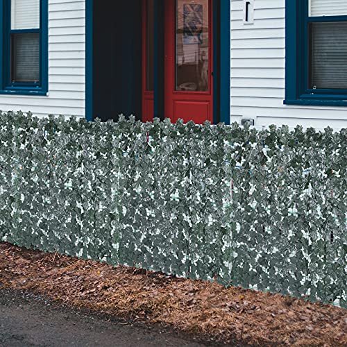 Boshen 1Pcs 118 x 39 Inch Artificial Faux Ivy Privacy Fence Outdoor Ivy Leaf Fence Privacy Screen Faux Greenery Decorative Privacy Panels Vine Leaf Decoration for Garden Porch Patio Balcony