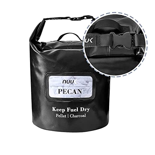 NUUK 20 LBs Fuel Pellet Storage Bag, Wood Pellet Container, Smoker Pellet Dispenser, Smoking Wood Chips Container, Wood Pellet Storage Bucket, Black