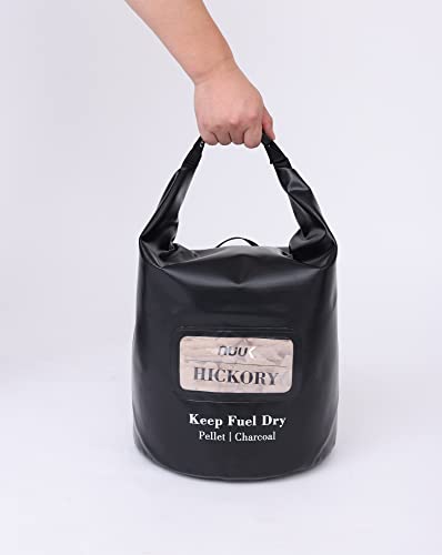 NUUK 20 LBs Fuel Pellet Storage Bag, Wood Pellet Container, Smoker Pellet Dispenser, Smoking Wood Chips Container, Wood Pellet Storage Bucket, Black