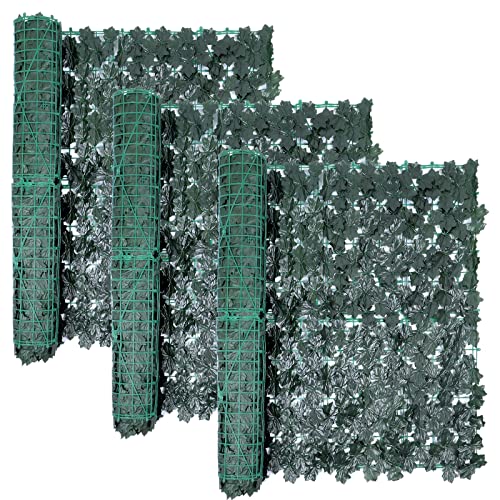 Boshen 3Pcs 118 x 39 Inch Artificial Faux Ivy Privacy Fence Outdoor Ivy Leaf Fence Privacy Screen Faux Greenery Decorative Privacy Panels Vine Leaf Decoration for Garden Porch Patio Balcony