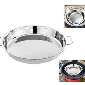 lxkj Stainless Steel Drip Pan, Perfect for Big Green Egg, Kamado Joe Classic Joe, Acorn & Weber Grills & Smokers, Baking Tray, Salad Plates, 13" Diameter Round, Reusable and Easy to Clean