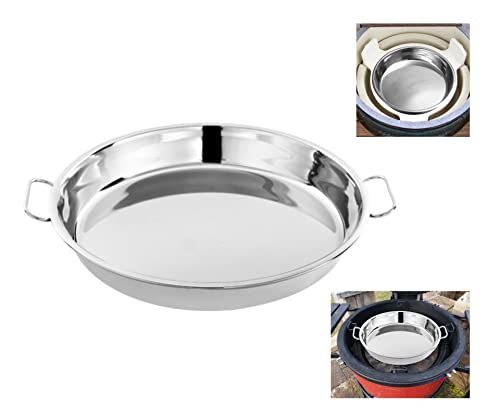 lxkj Stainless Steel Drip Pan, Perfect for Big Green Egg, Kamado Joe Classic Joe, Acorn & Weber Grills & Smokers, Baking Tray, Salad Plates, 13" Diameter Round, Reusable and Easy to Clean