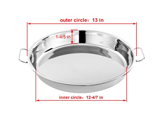 lxkj Stainless Steel Drip Pan, Perfect for Big Green Egg, Kamado Joe Classic Joe, Acorn & Weber Grills & Smokers, Baking Tray, Salad Plates, 13" Diameter Round, Reusable and Easy to Clean