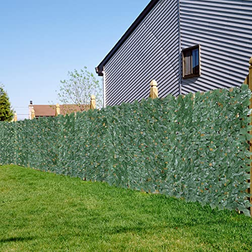 Boshen 3Pcs 118 x 39 Inch Artificial Faux Ivy Privacy Fence Outdoor Ivy Leaf Fence Privacy Screen Faux Greenery Decorative Privacy Panels Vine Leaf Decoration for Garden Porch Patio Balcony