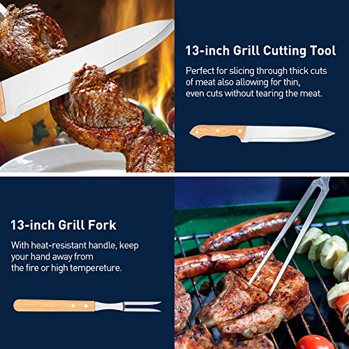 Skyflame Flat Top Griddle Kit, 6PCS Stainless Steel Grill Accessories Set with Cooking Spatula, Burger Turner, Pancake Burger Flipper and Meat Fork Set, Camping Tailgating Outdoor BBQ Essential