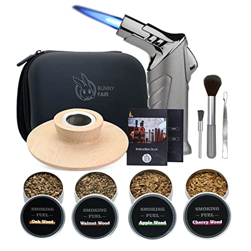 Whiskey Smoker Kit with Torch | Old Fashioned Cocktail Kit with Cocktail Smoker and 4 Drink Smoker Flavors Making a Great Whiskey Gifts for Men and Bourbon Lovers (NO FUEL)