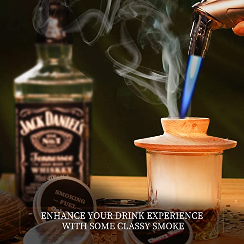 Whiskey Smoker Kit with Torch | Old Fashioned Cocktail Kit with Cocktail Smoker and 4 Drink Smoker Flavors Making a Great Whiskey Gifts for Men and Bourbon Lovers (NO FUEL)