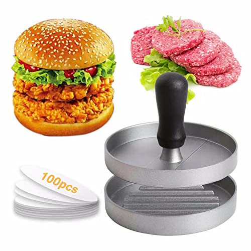 Burger Press 100 Patty Papers Set-Non-Stick Hamburger Press Patty Maker Mold for BBQ Barbecue Kitchen Grilling BPA Free