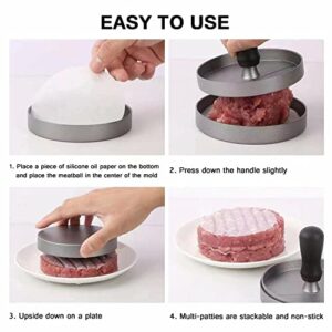 Burger Press 100 Patty Papers Set-Non-Stick Hamburger Press Patty Maker Mold for BBQ Barbecue Kitchen Grilling BPA Free