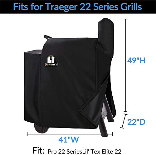 SUPJOYES Grill Cover for Traeger 22 & Pro 575 Series Grills, Heavy Duty Waterproof Wood Pellet Grill Cover, Special Zipper Design