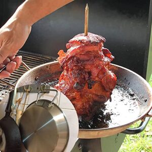 Barbecue Hack Vertical Skewers,Stainless Tacos Al Pastor Skewer Stand for Grill or Oven with 3 Spike,Removable Grilling Meat Spit for Grilling Al Pastor and Shawarma Brazilian Churrasco Chickens Kebab